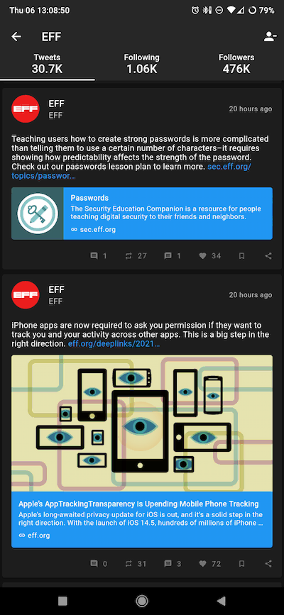 Fritter: A privacy-friendly Twitter frontend for mobile devices
